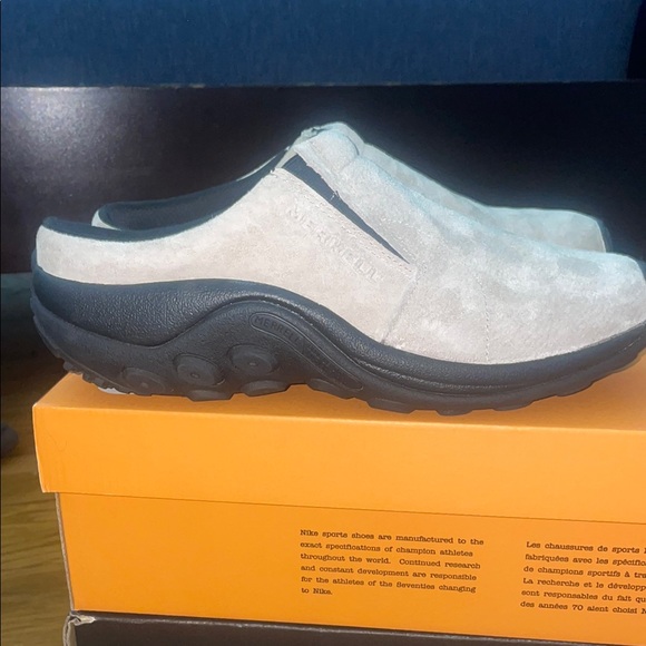 Merrell | Shoes | Merrell Gray And Black Comfort Jungle Clogsunworn ...